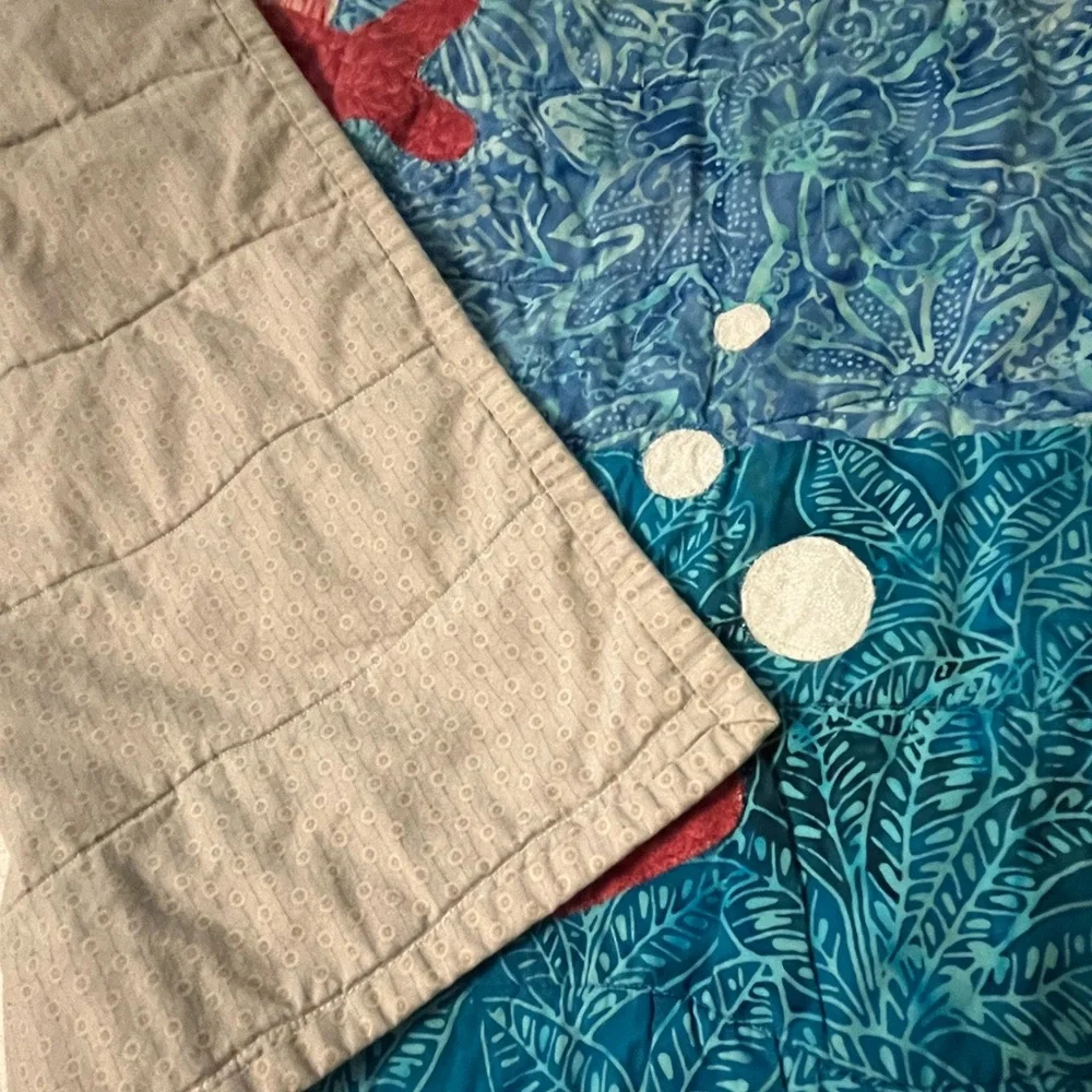 Hand Crafted | Bedding | Handmade Quilt Baby Crib Blanket Appliqu Fish ...